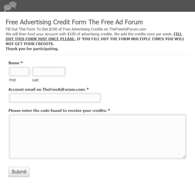 How to Get $100. of Free Advertising Credits on TheFreeAdForum - The ...